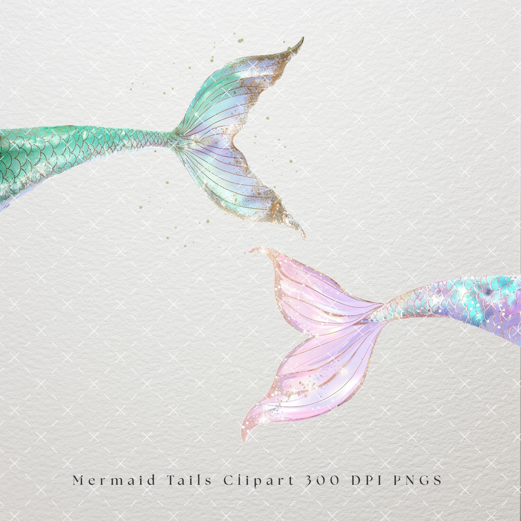 Mermaid Tail Clipart, Transparent PNG, Instant Download, Glitter ...