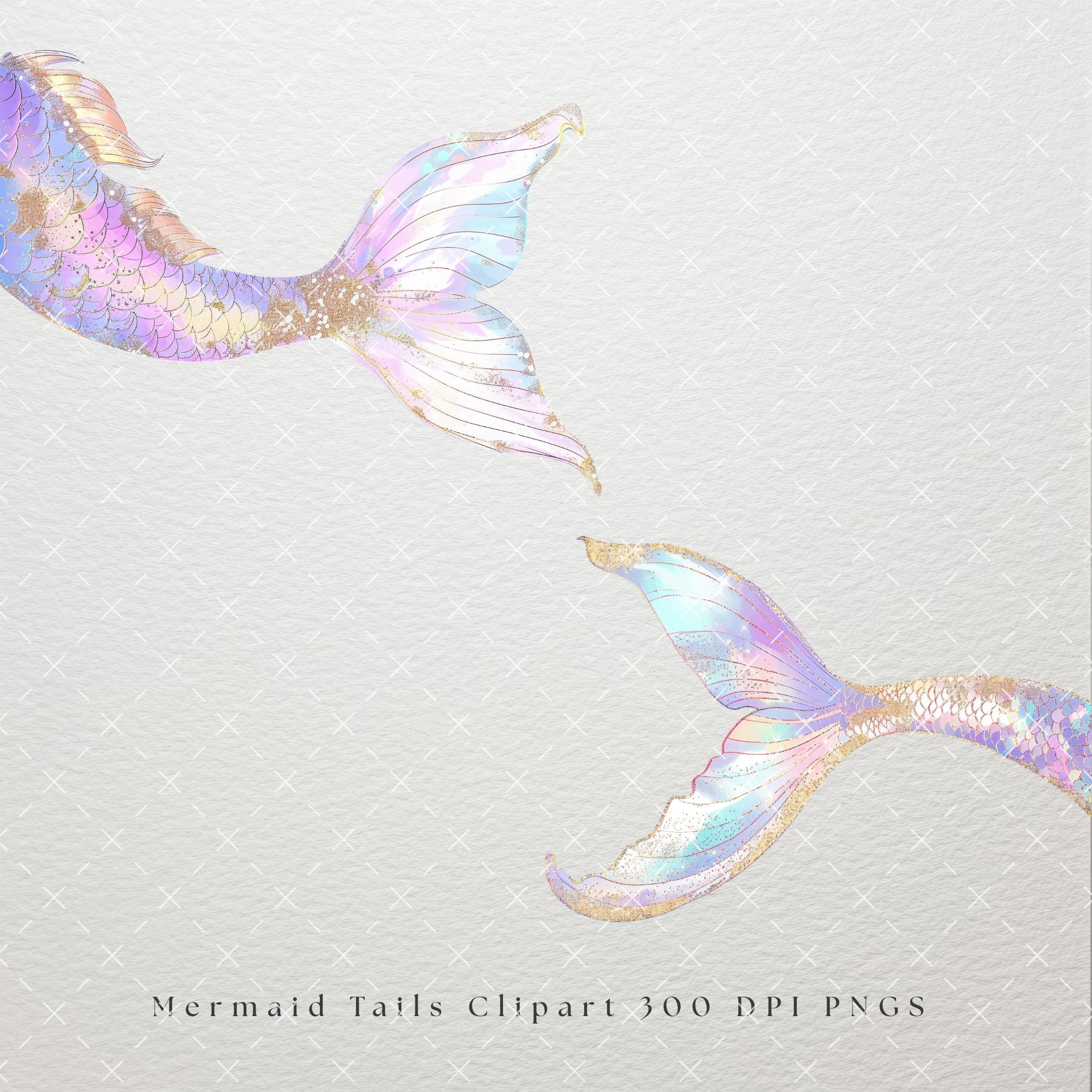 Mermaid Tail Clipart, Transparent PNG, Instant Download, Glitter ...