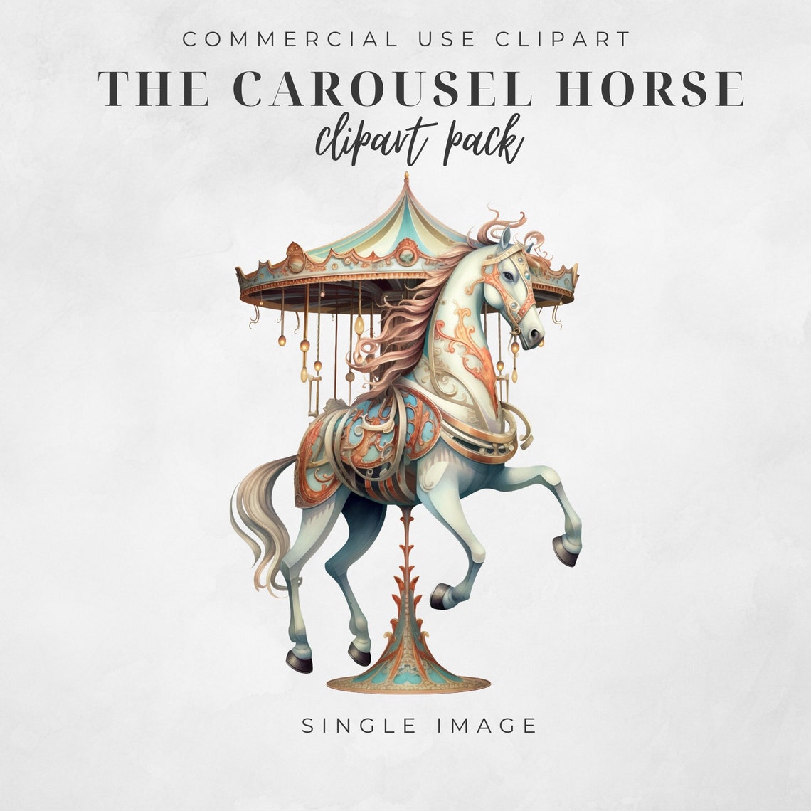 Carousel Horse Clipart, Single Image, Horse Clipart, Nursery Clipart ...