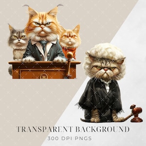 Courthouse Cat Clipart, Transparent PNG, Instant Download, Quirky Cat ...