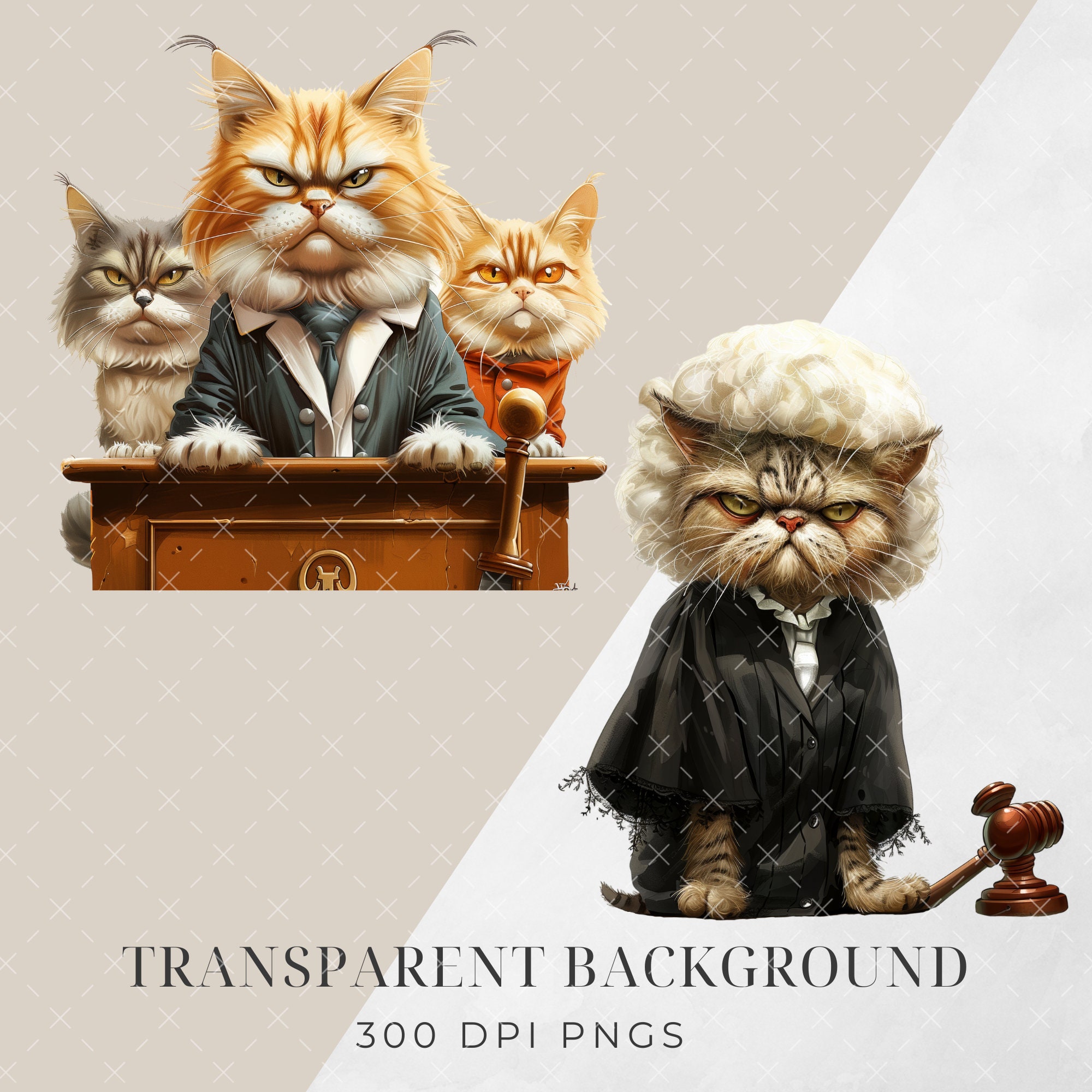 Courthouse Cat Clipart, Transparent PNG, Instant Download, Quirky Cat ...