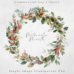Watercolor Wreath Clipart, Single Image, Transparent PNG, Floral Wreath ...
