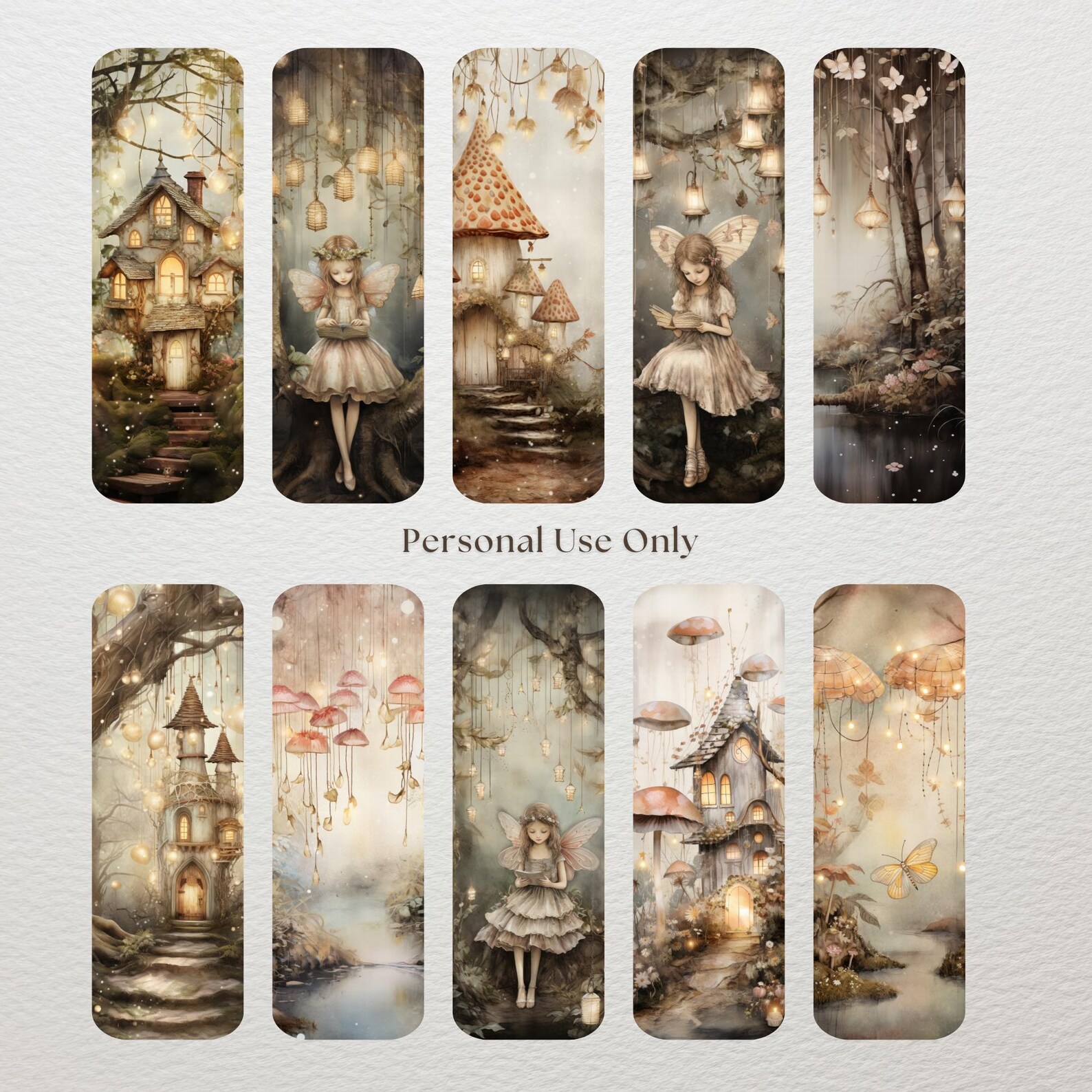 Enchanted Fairy Bookmarks, Printable Bookmark, Digital Bookmark ...