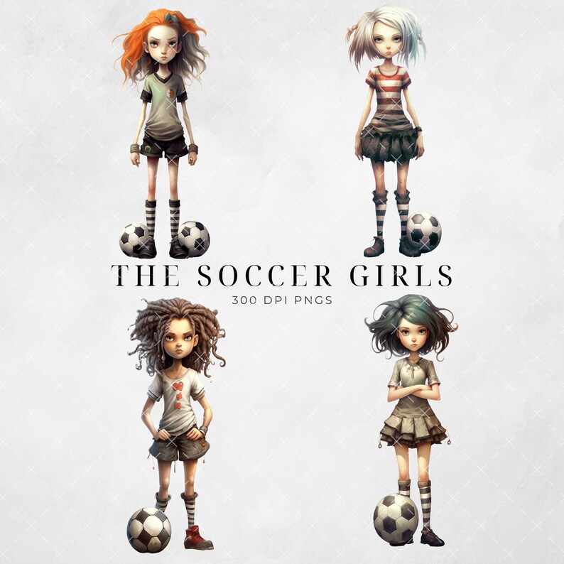 Soccer Girls Clipart, Transparent PNG, Paper Doll, Junk Journal ...