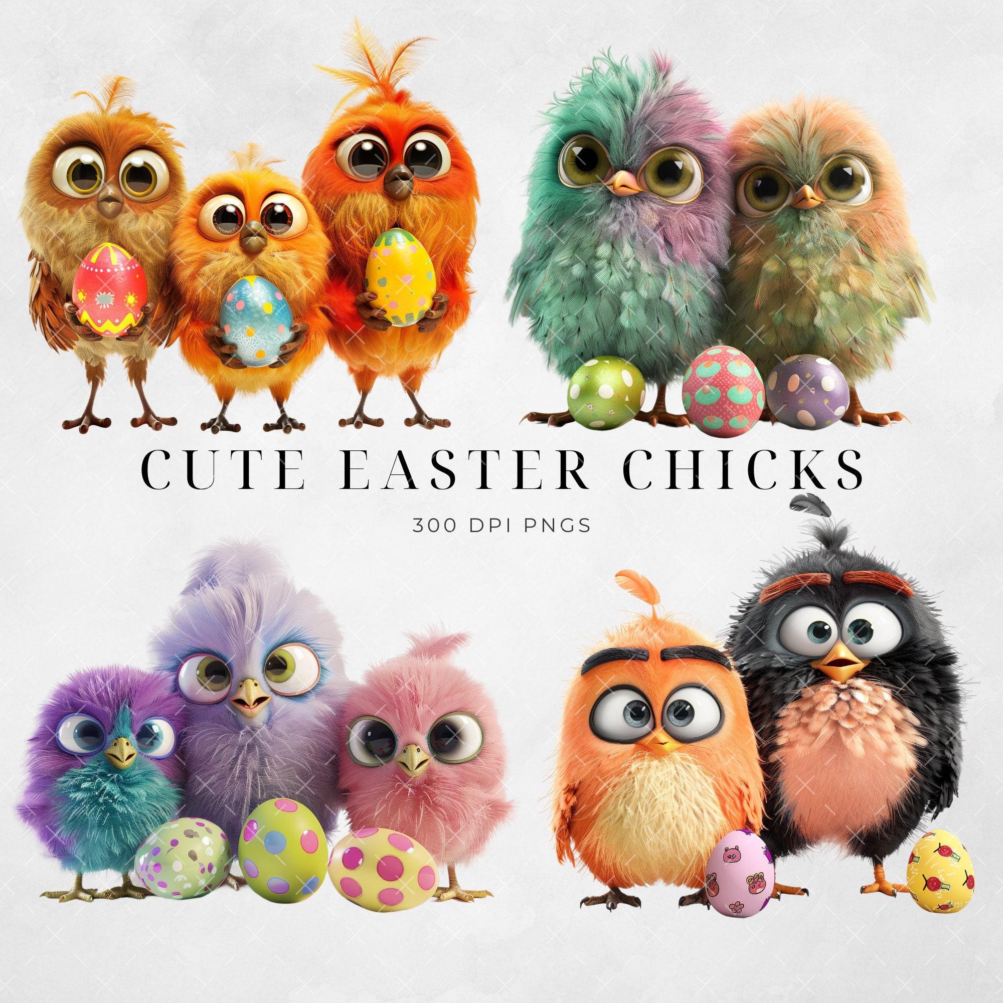 Cute Easter Chicks Clipart, Transparent PNG, Junk Journal, Instant ...