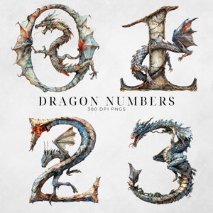 Dragon Number Clipart, Transparent PNG, Instant Download, Dragon ...
