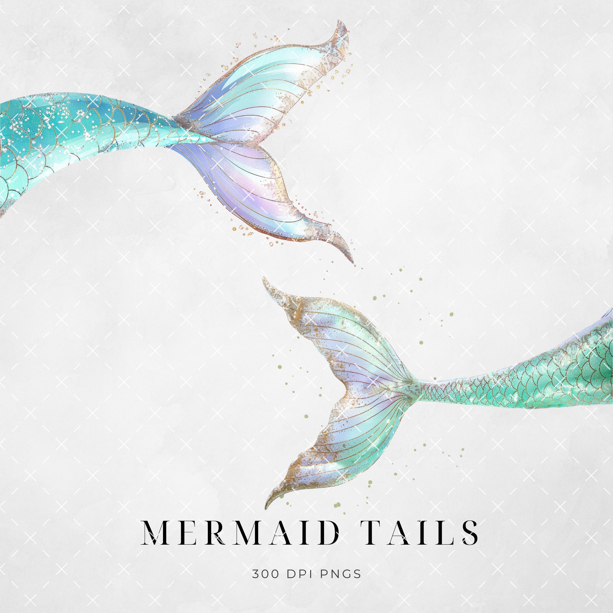 Mermaid Tail Clipart, Transparent PNG, Instant Download, Glitter ...