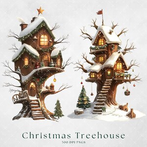 Christmas Treehouse Clipart, Transparent PNG, Instant Download ...
