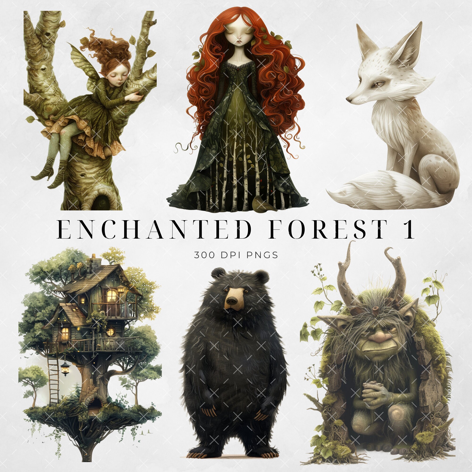 Enchanted Forest Clipart, Instant Download, Storybook Clipart, Forest ...