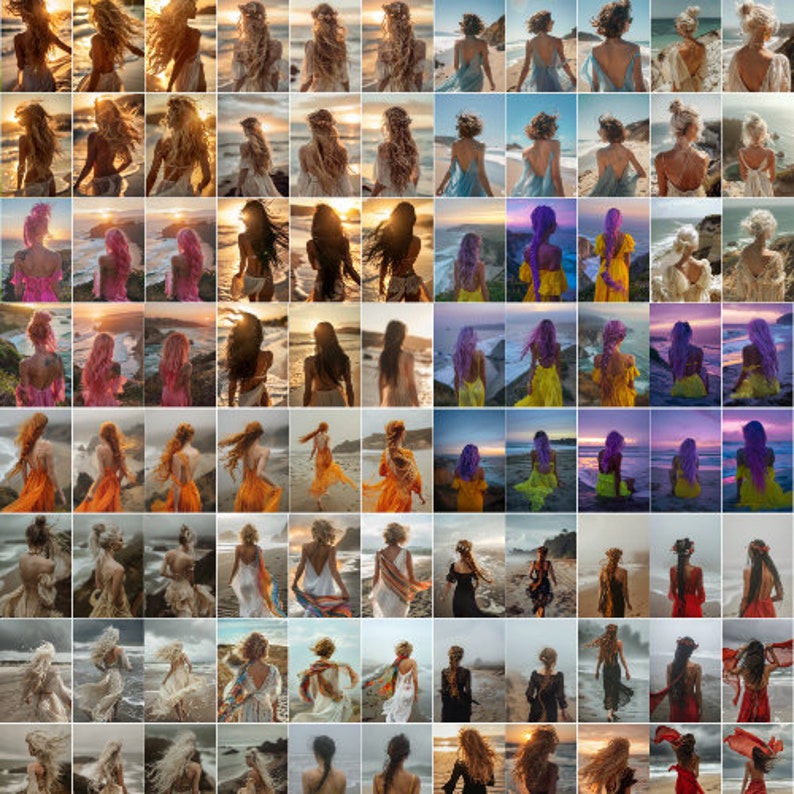Faceless Midjourney Prompts Collection, Summer Beach Photoshoot, AI Prompts for Branding, Design ...