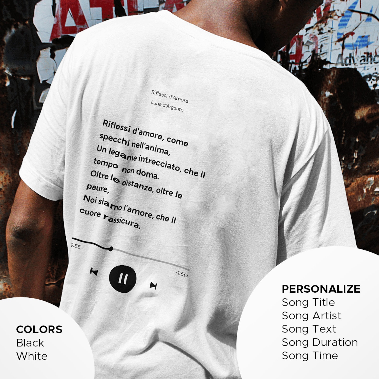 Personalized Song Unisex T-shirt, Customized Music Player Style Song ...