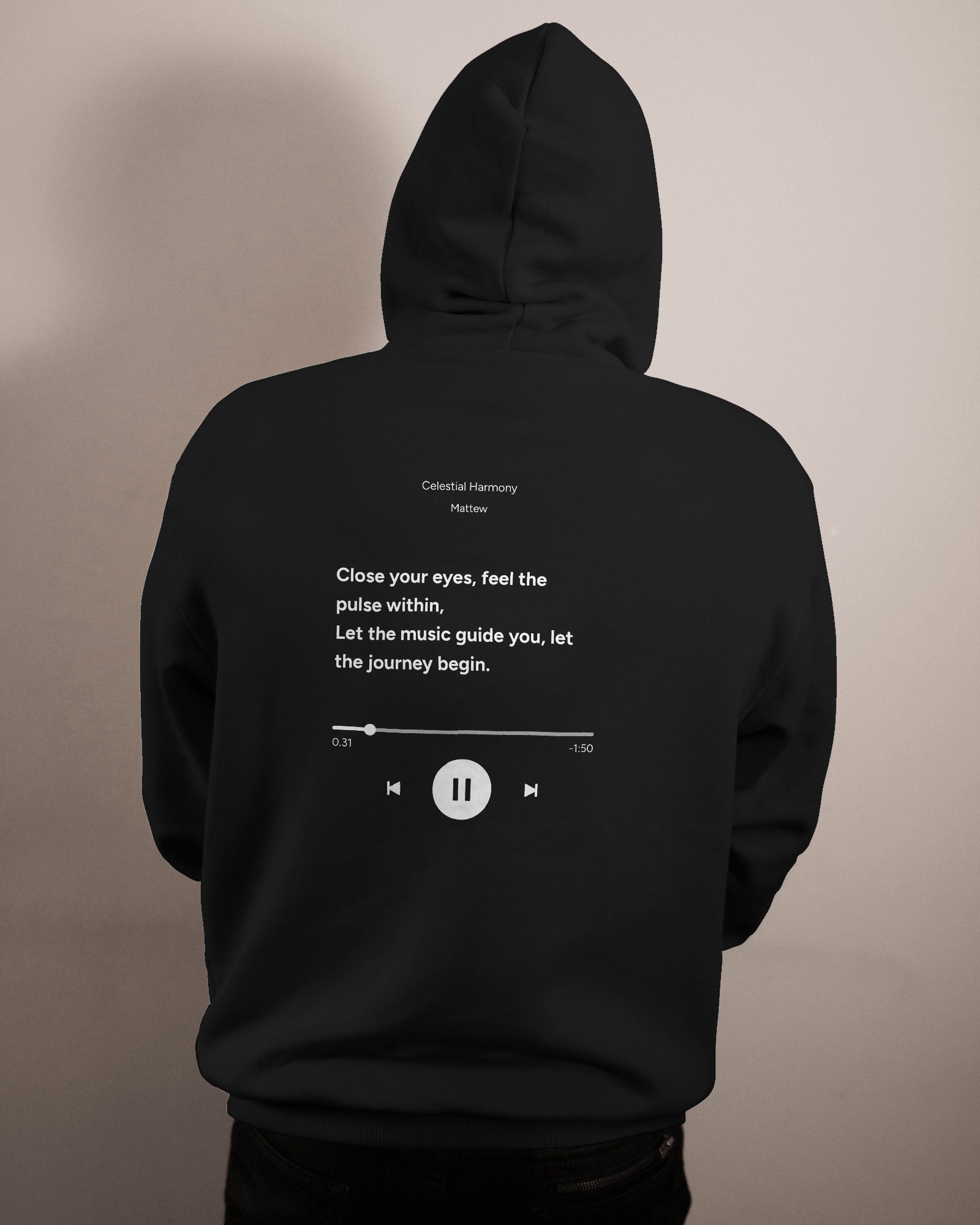 Personalized Song Unisex Hoodie, Customized Music Player Style Song ...