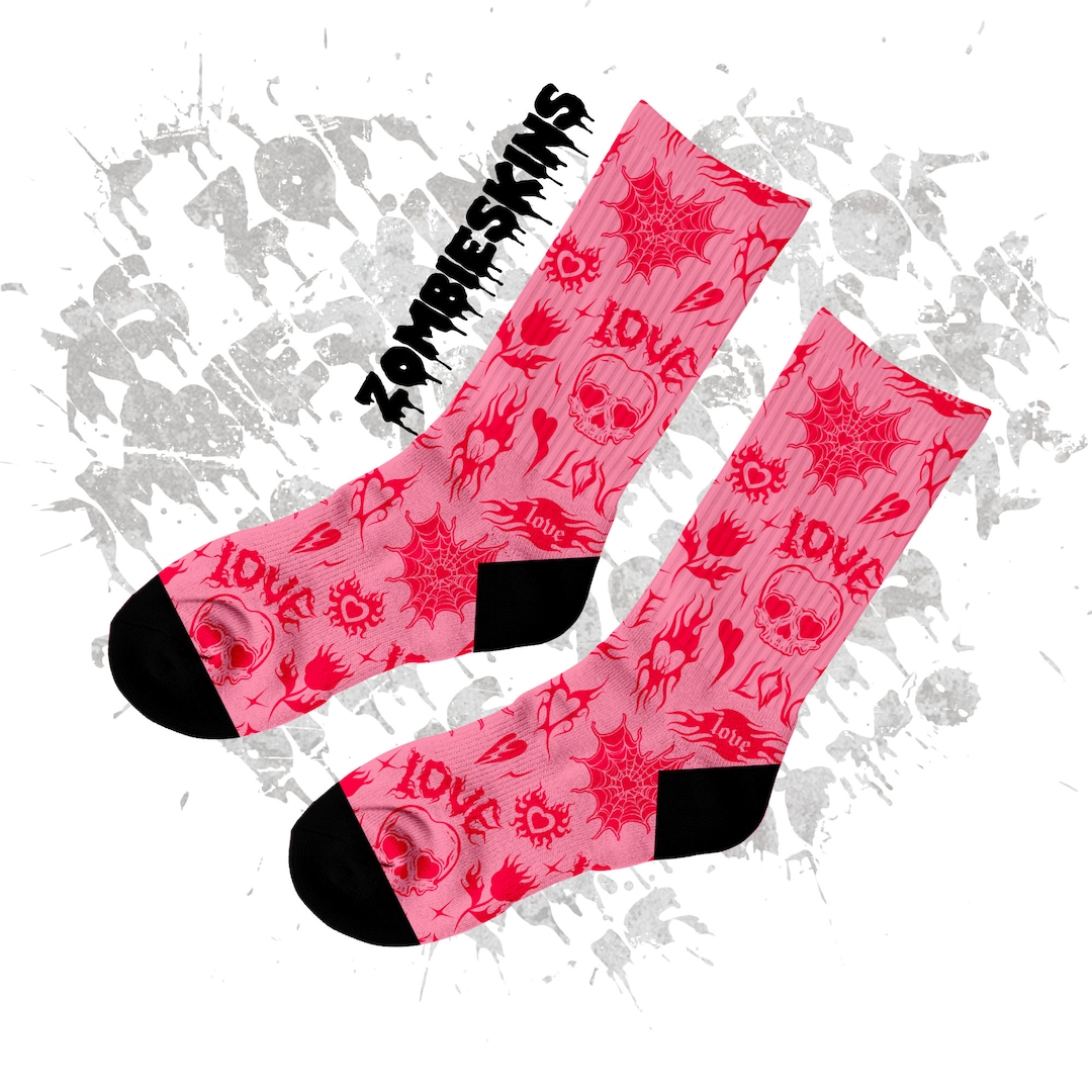 Brutal Hearts Crew Socks Valentine's Day Punk Goth Skater Death Metal ...