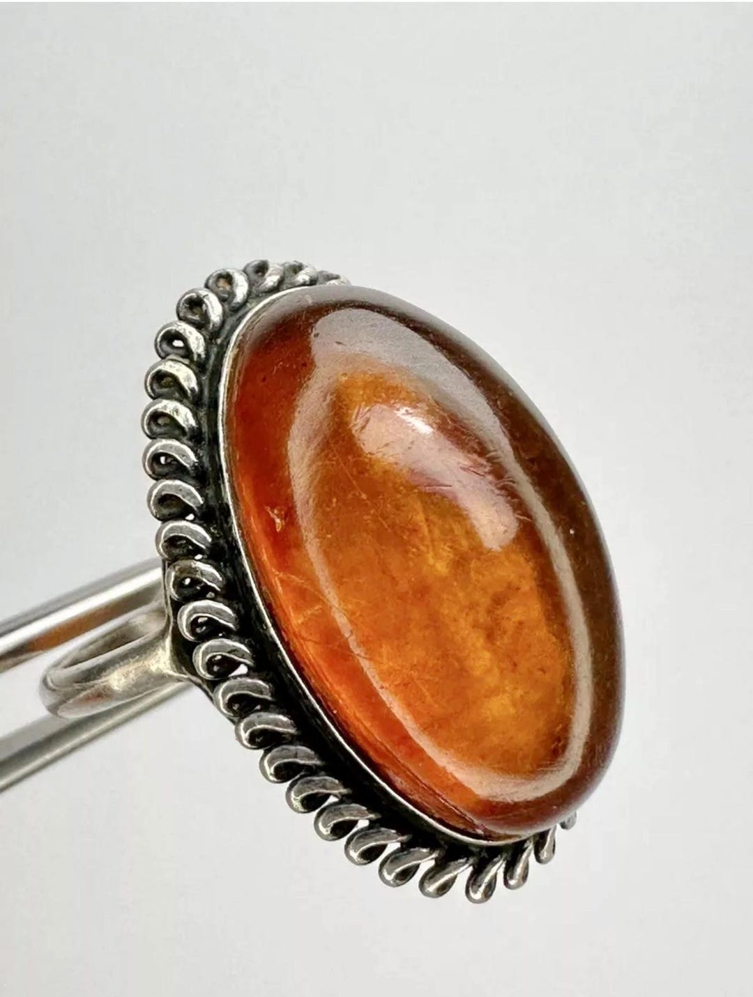 Vintage Silver Ring 875 USSR With Orange Amber, Signature Star of the ...