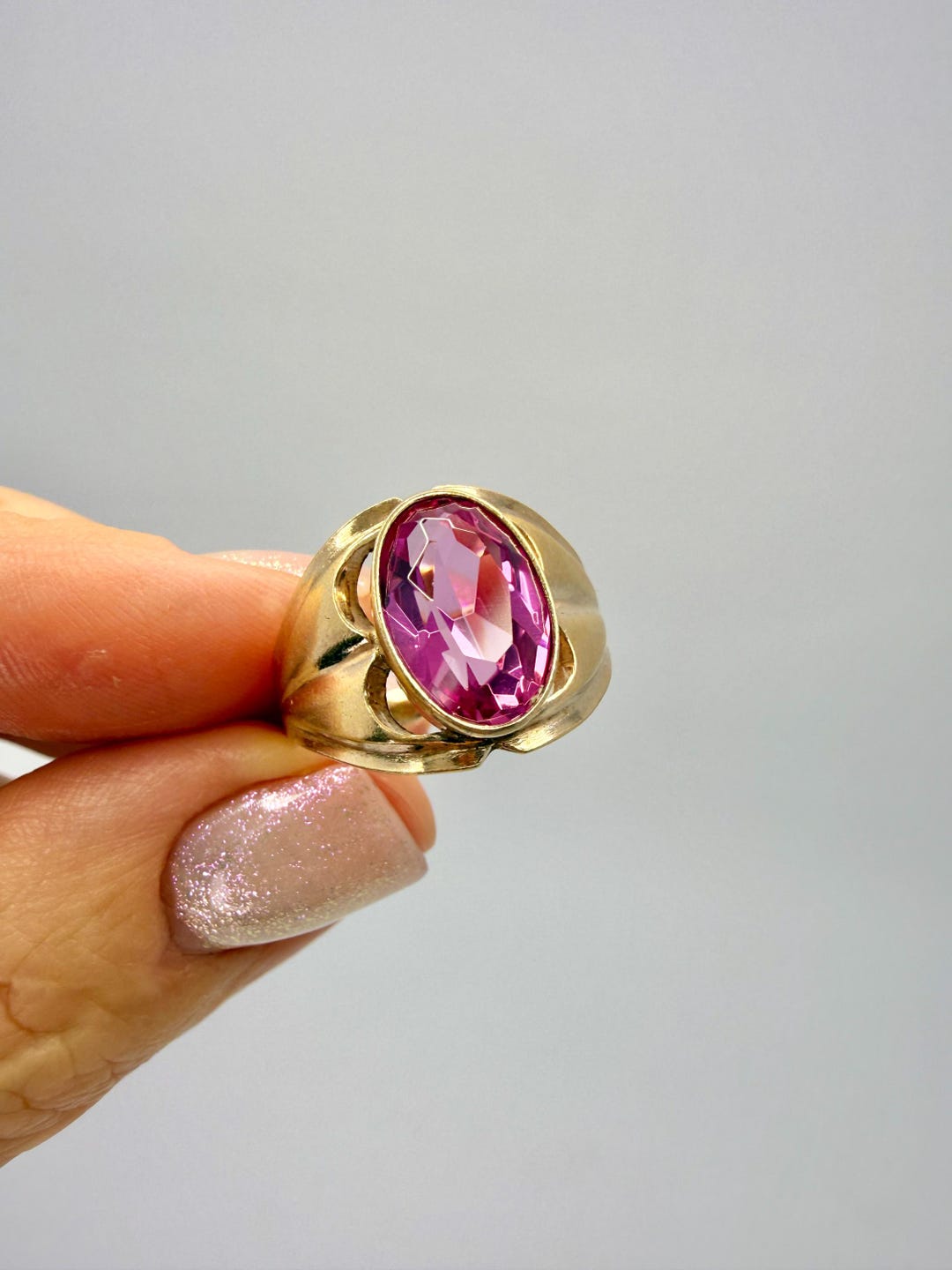 Vintage Ring From the Soviet Era, Gold Plated Ring Made of 875 Silver ...