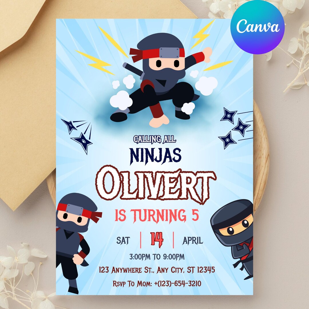 Calling All Ninjas Birthday Invitation: Ninjas Birthday Party Invite ...