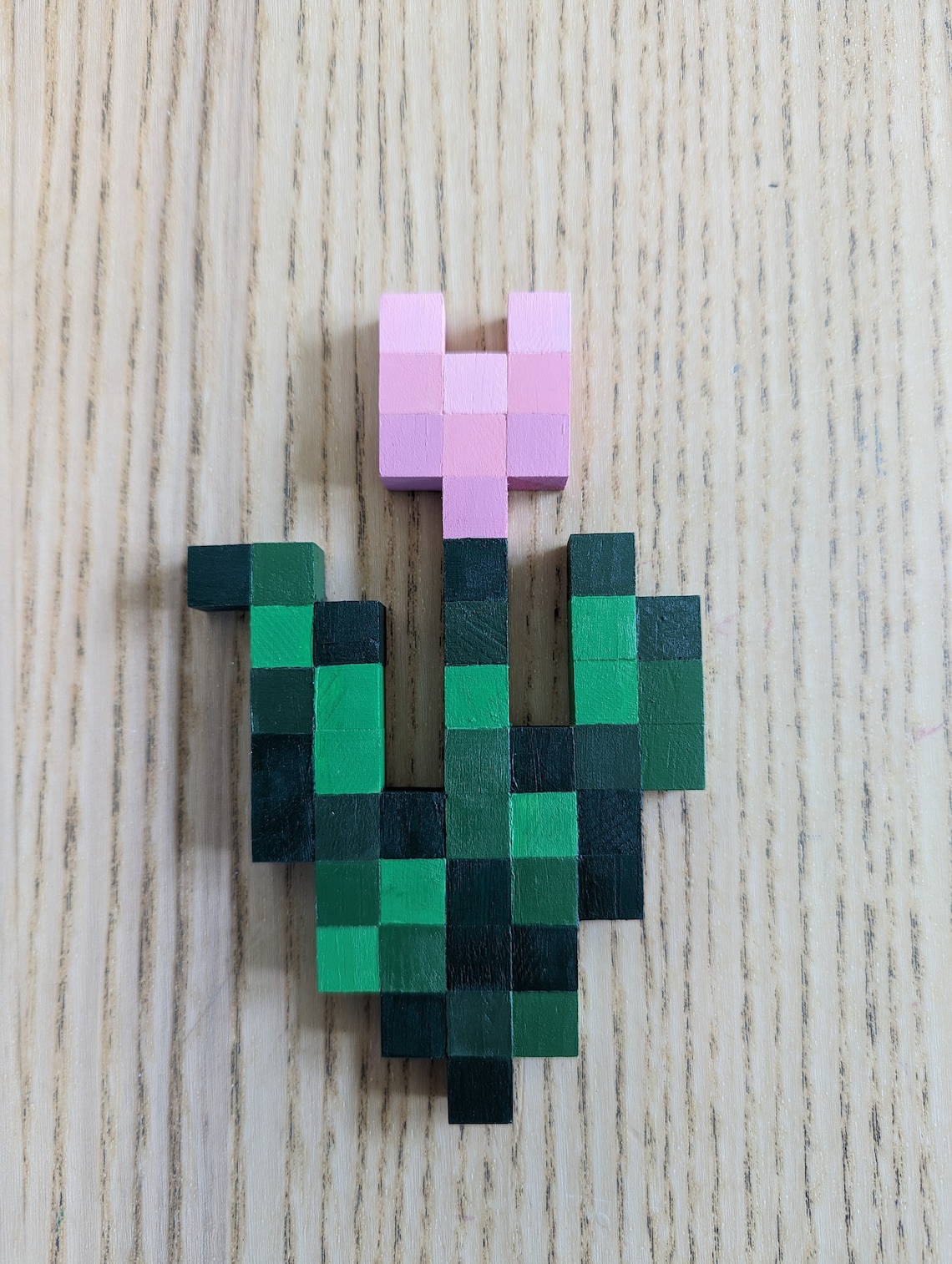 Wooden Block Minecraft Inspired Hand Painted Wall Art Tulip Flower - Etsy