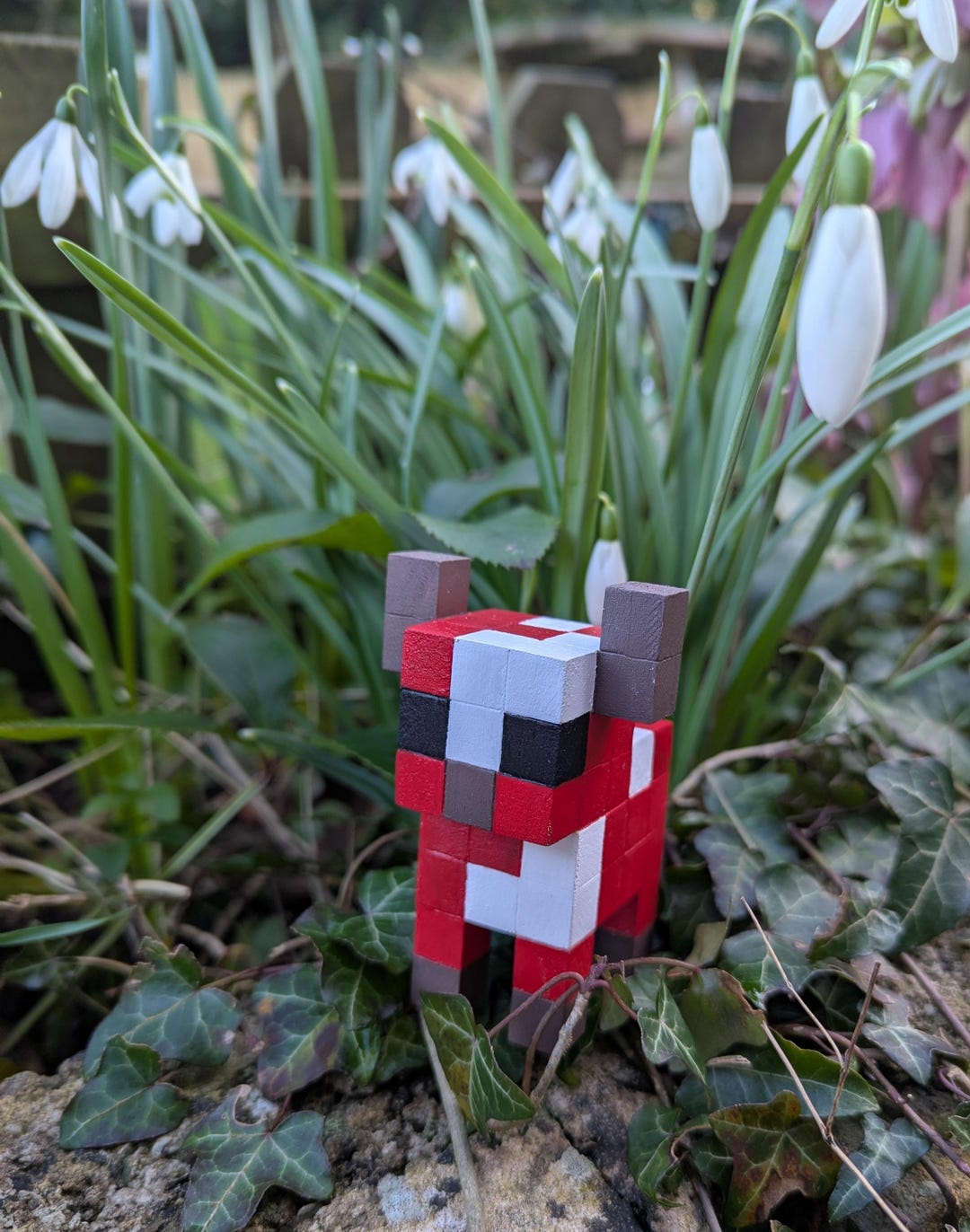 Wooden Block Minecraft Inspired Hand Painted Mooshroom. - Etsy
