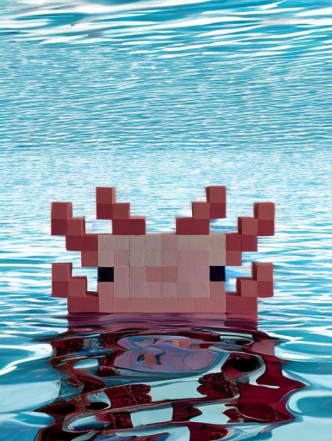Wooden Block Minecraft Inspired Hand Painted Axolotl Face. - Etsy