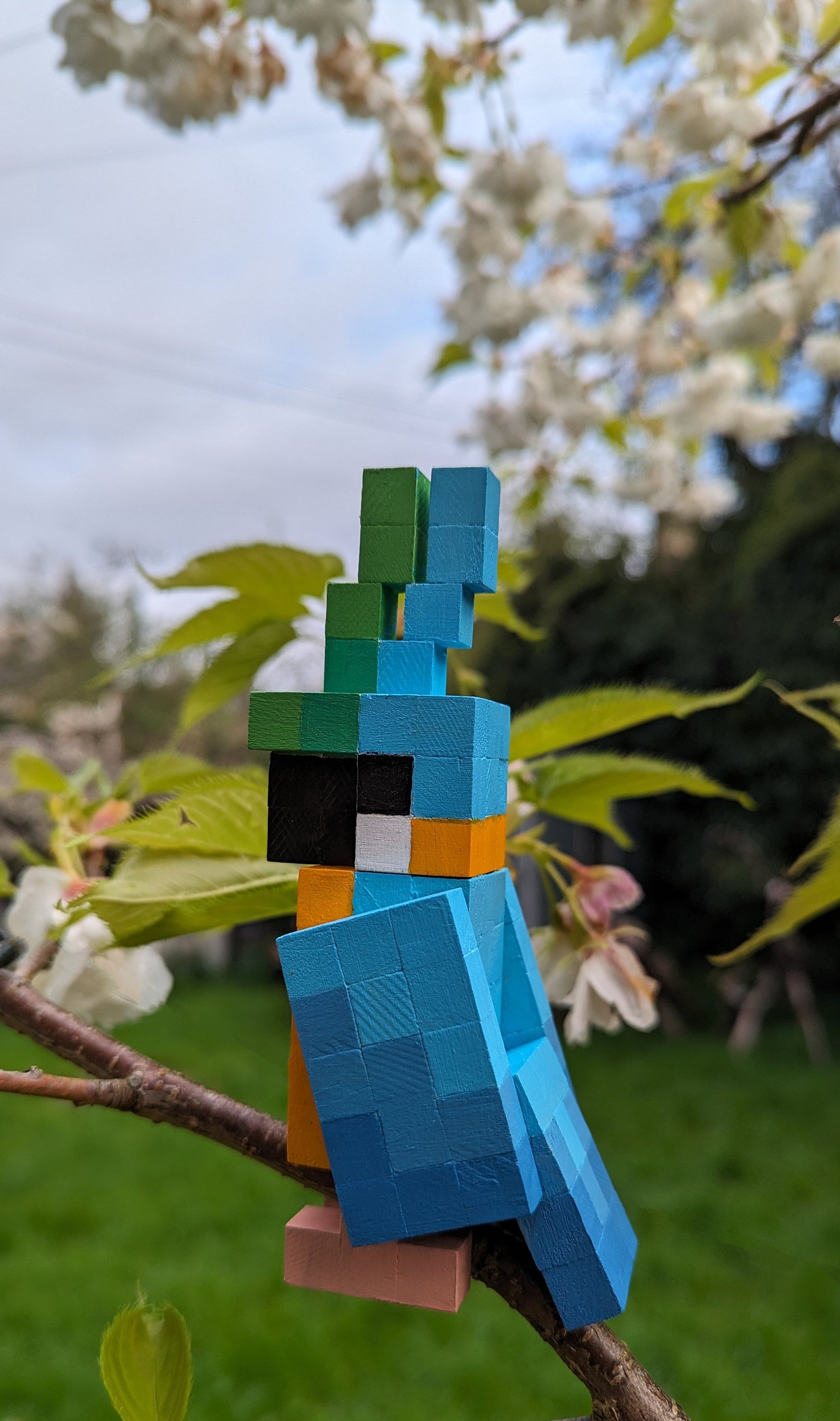 Wooden Block Minecraft Inspired Hand Painted Parrot/bird. - Etsy