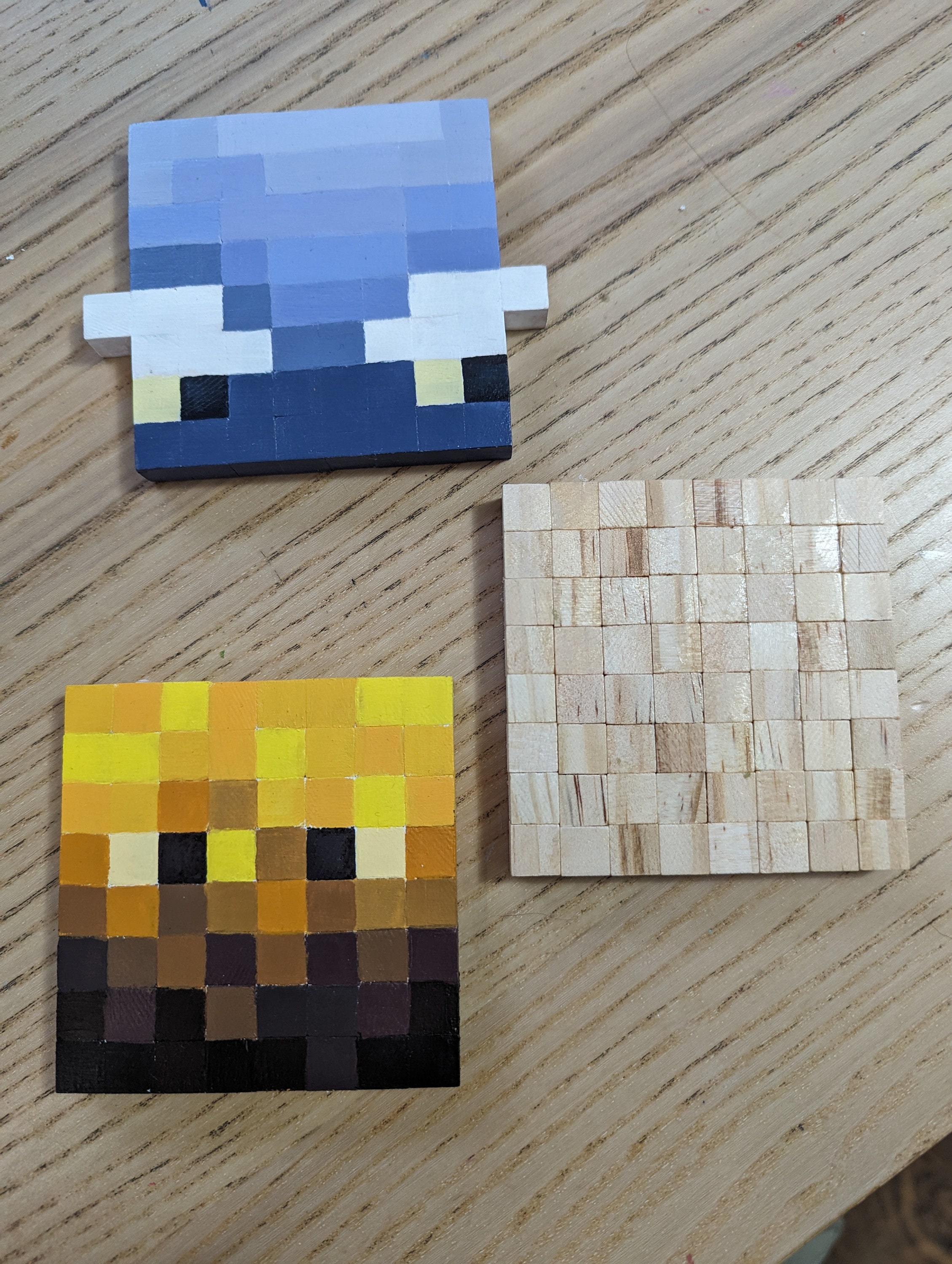 Wooden Block Minecraft Inspired Hand Painted Coasters or Wall Art. A ...