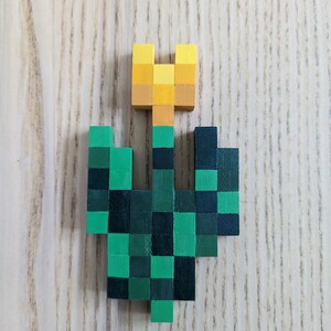 Wooden Block Minecraft Inspired Hand Painted Wall Art Tulip Flower - Etsy