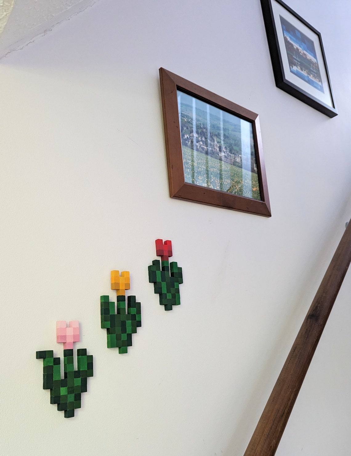 Wooden Block Minecraft Inspired Hand Painted Wall Art Tulip Flower - Etsy