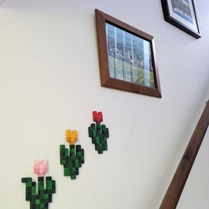 Wooden Block Minecraft Inspired Hand Painted Wall Art Tulip Flower - Etsy