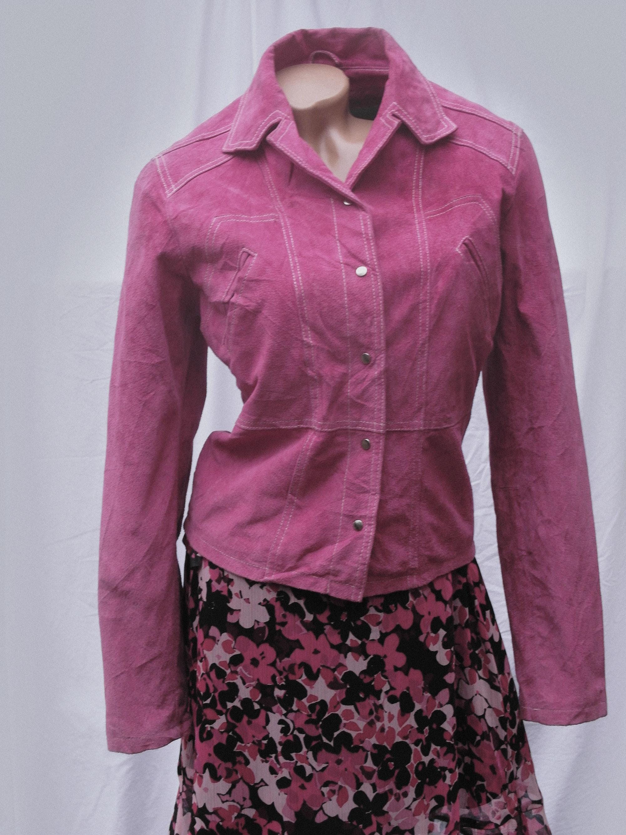 90s Vintage Suede Jacket ౨ৎ Zum Zum Pink Leather Jacket - Etsy