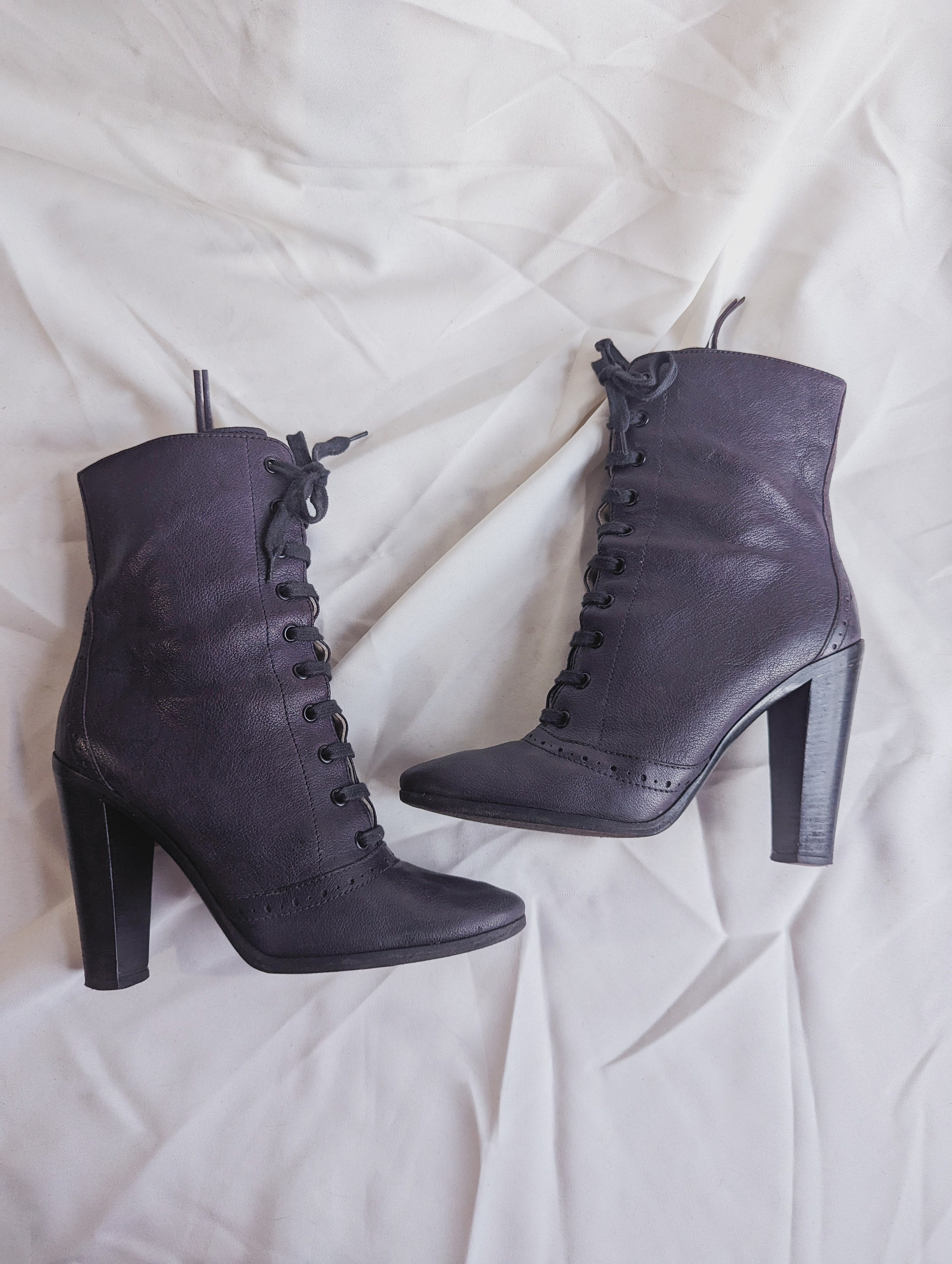 MIU MIU High Heel Boots. Purple Lace up Shoes by Miuccia Prada it 39 - Etsy