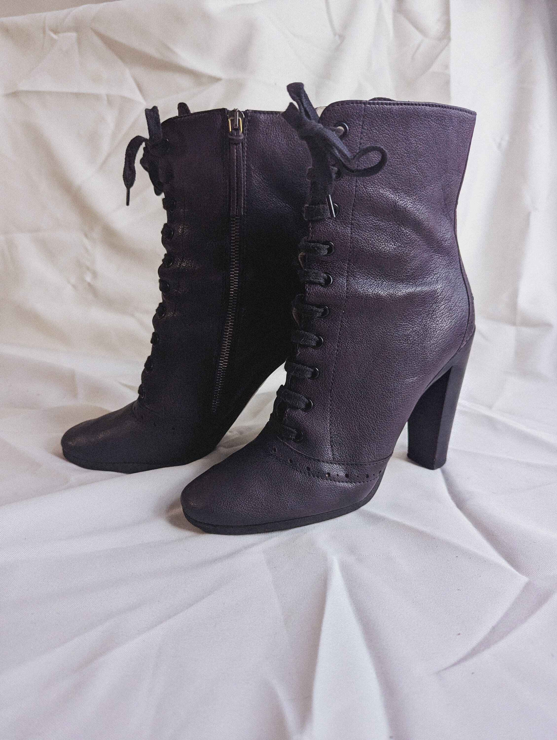 MIU MIU High Heel Boots. Purple Lace up Shoes by Miuccia Prada it 39 - Etsy