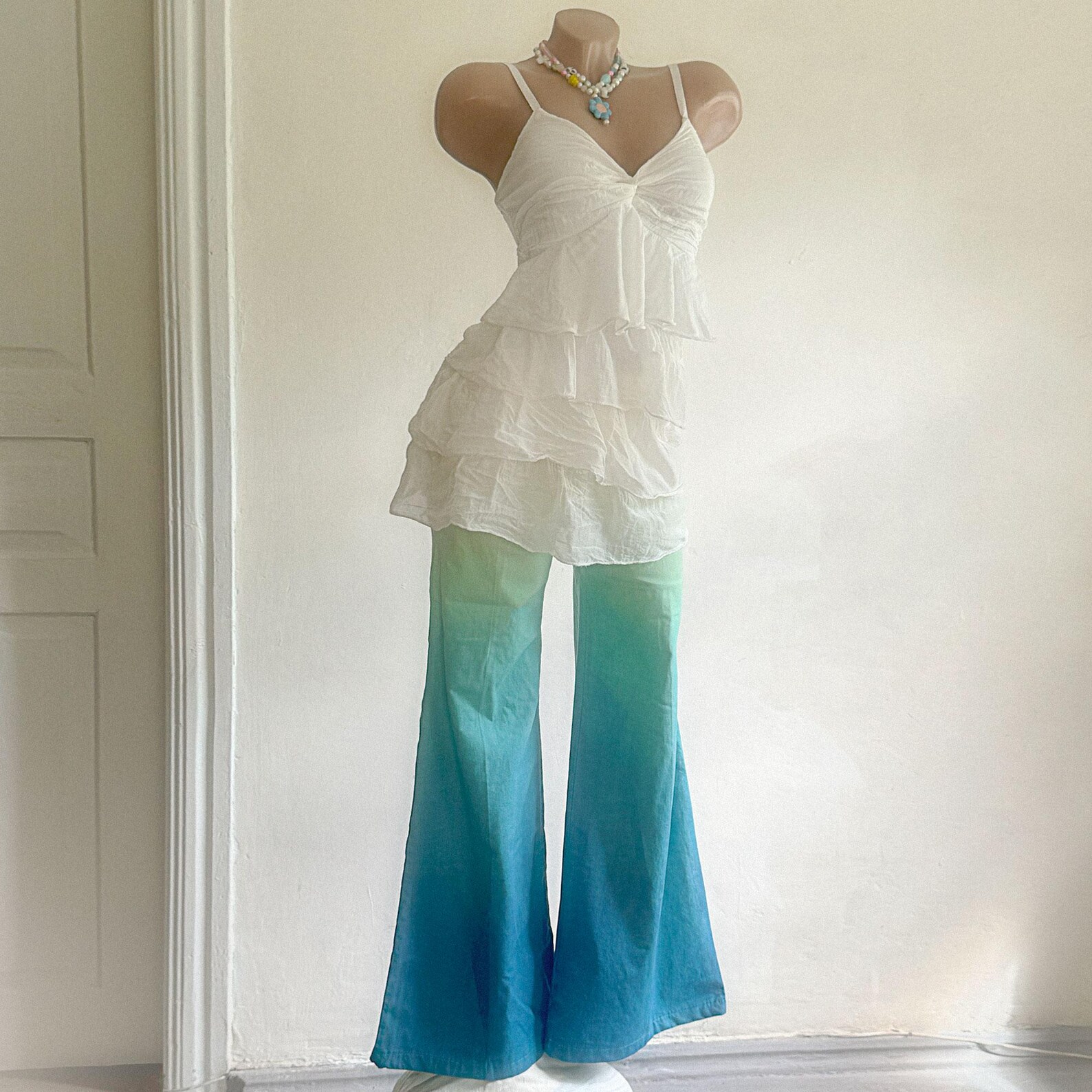 Y2K Mermaidcore Pants by MET ʚїɞ Coconut Girl Style Bell Bottom Jeans ...