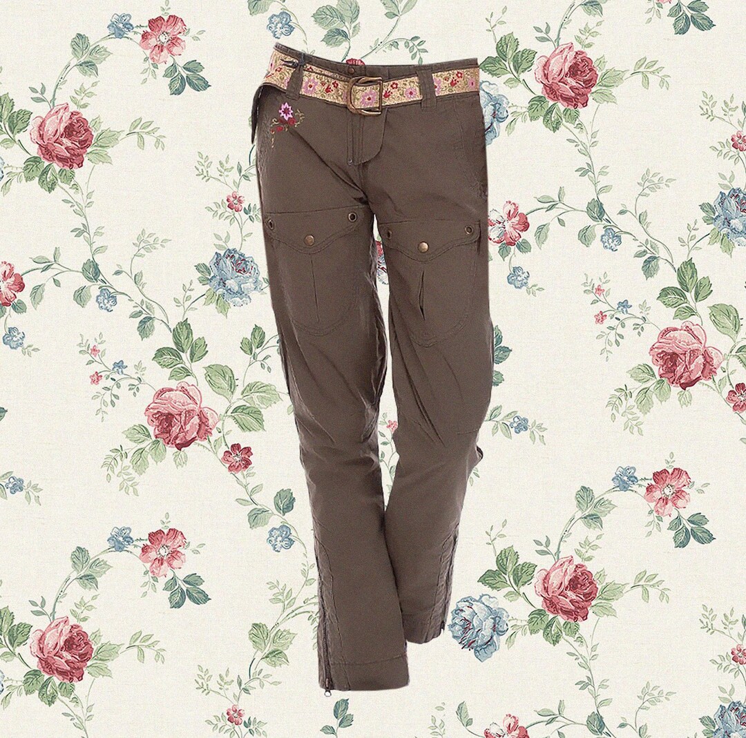Killah Y2K Military Cargo Pants. Flower Embroidery Trousers. - Etsy