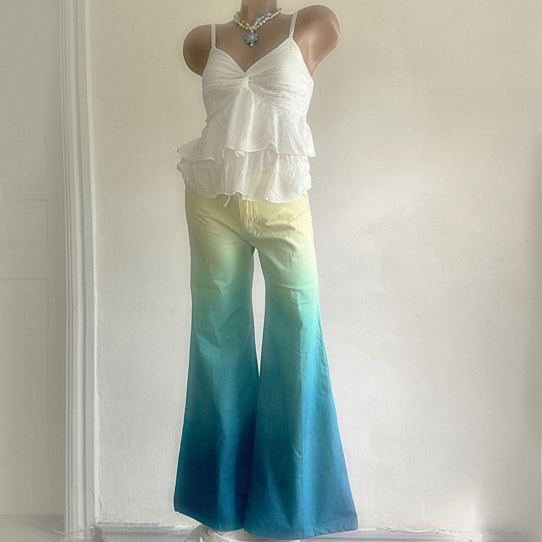 Y2K Mermaidcore Pants by MET ʚїɞ Coconut Girl Style Bell Bottom Jeans ...