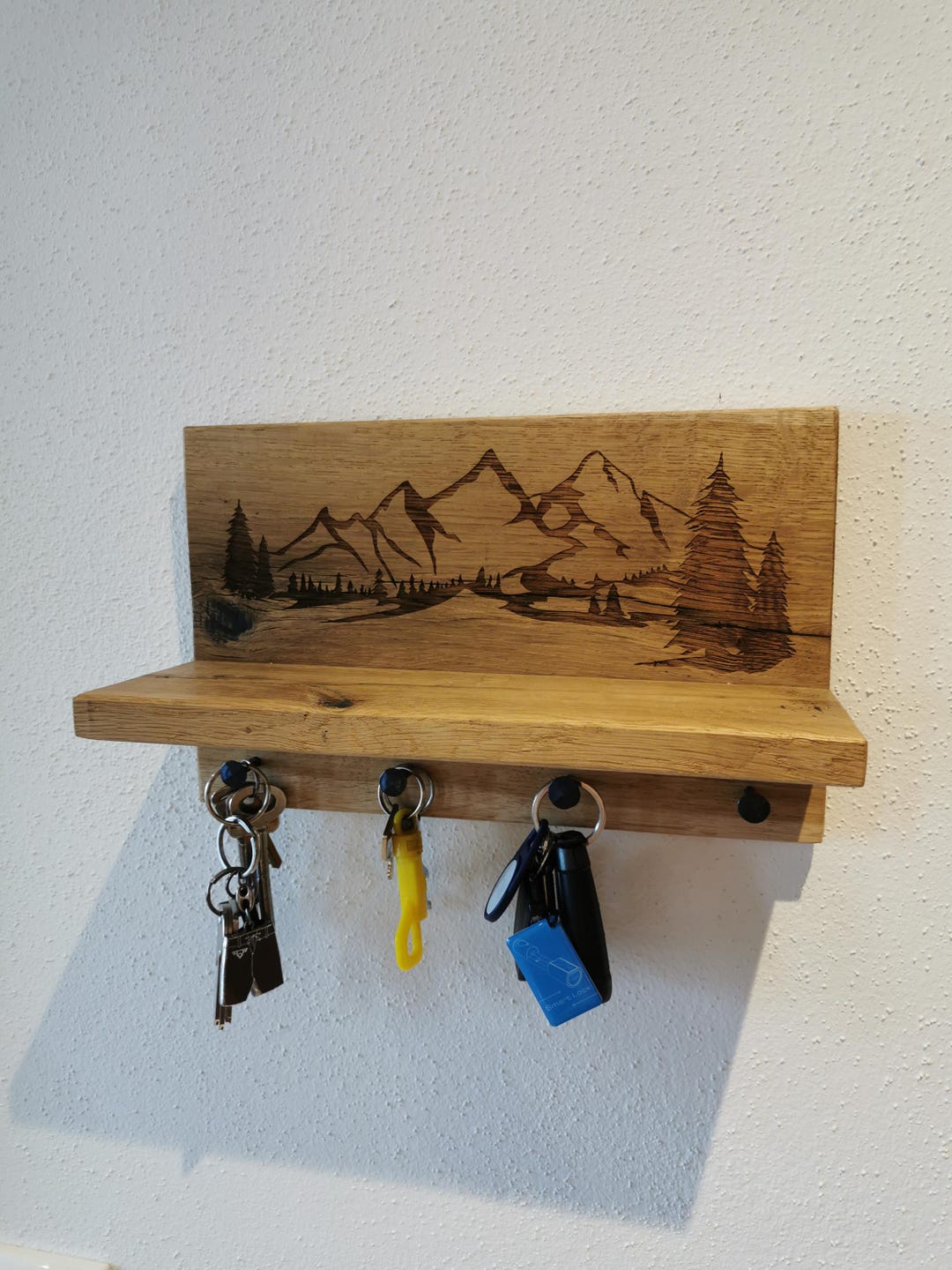 Rustic Oak Key Rack Including Individual Laser Engraving - Etsy