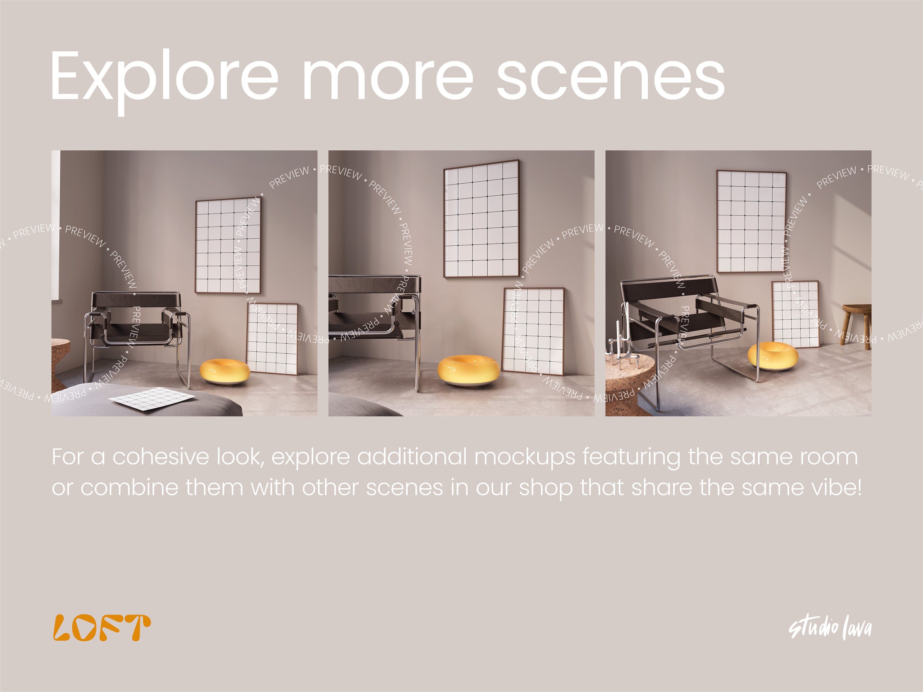 Loft Poster Mockup 6, Flatlay Poster, Urban Loft, Funky Edgy Interior ...