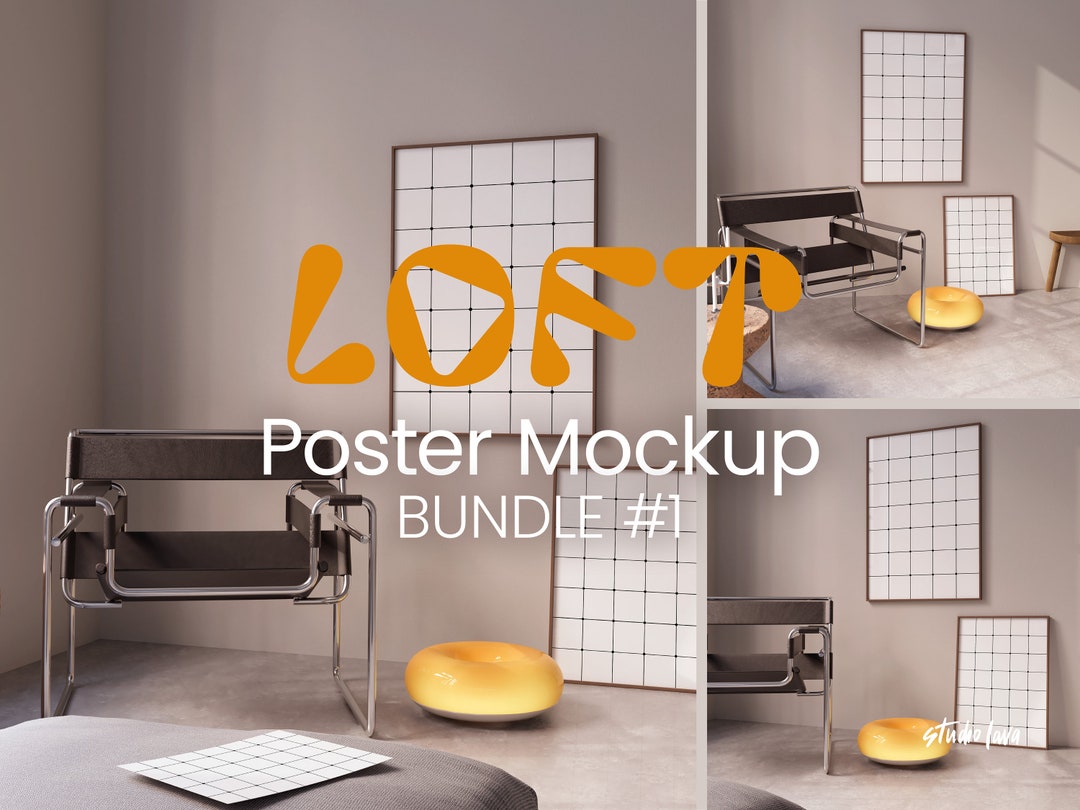 3x Loft Poster Mockup Bundle, Frame Poster, Urban Loft, Funky Edgy ...