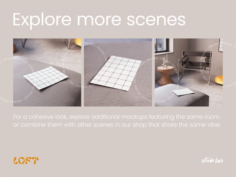 Loft Poster Mockup #6, Flatlay Poster, Urban Loft, Funky Edgy Interior ...