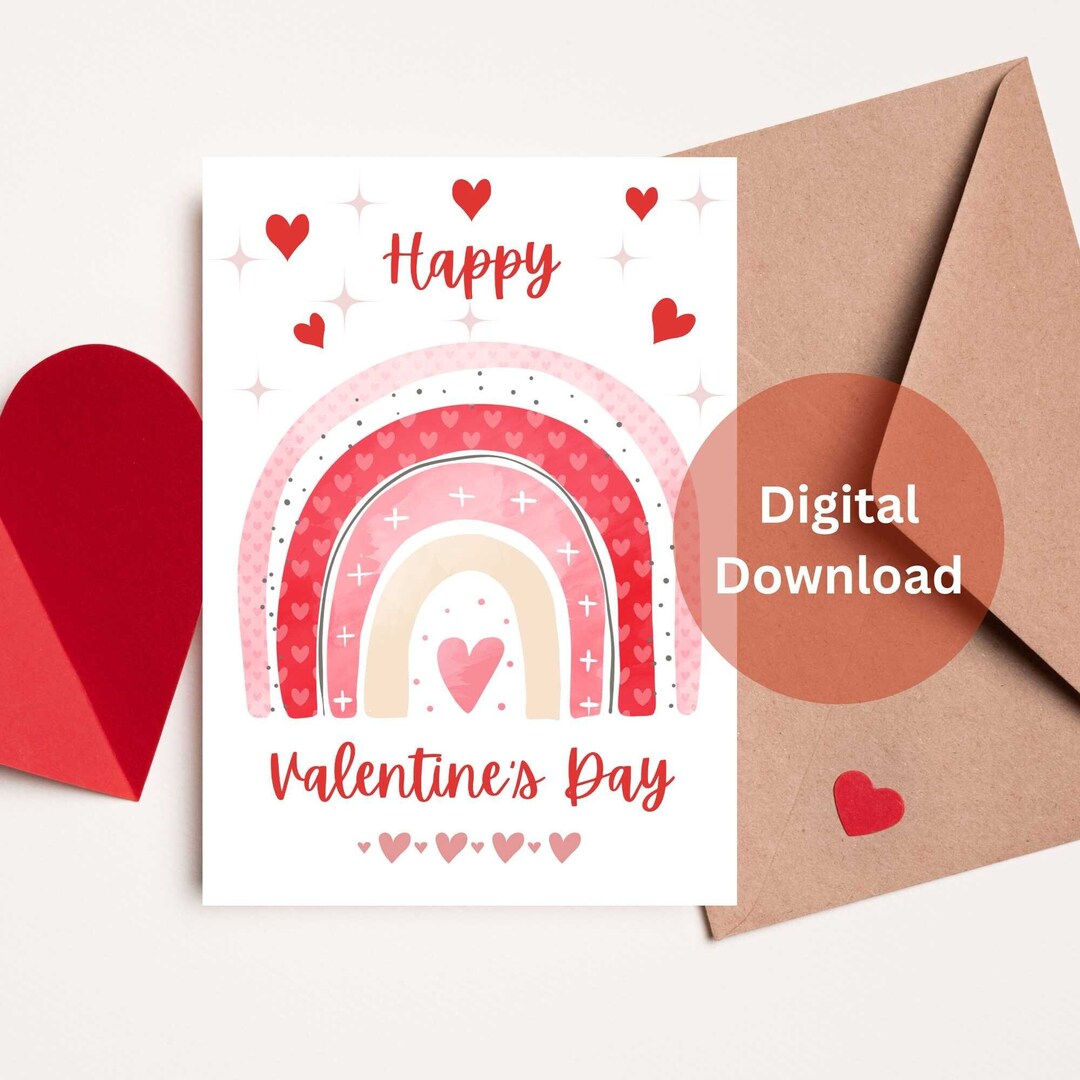 Cute Valentines Day Card Digital Download, Printable Valentines Day ...
