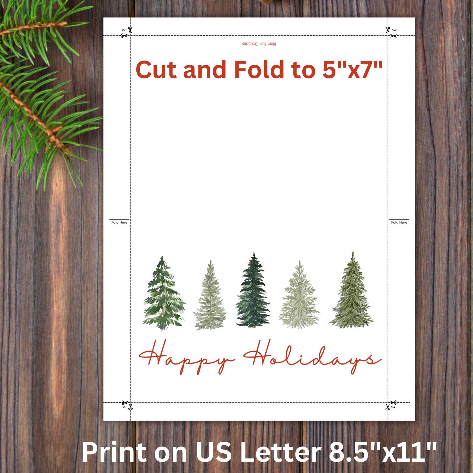 Christmas Tree Card Digital Download, Printable Holiday Card, Christmas ...