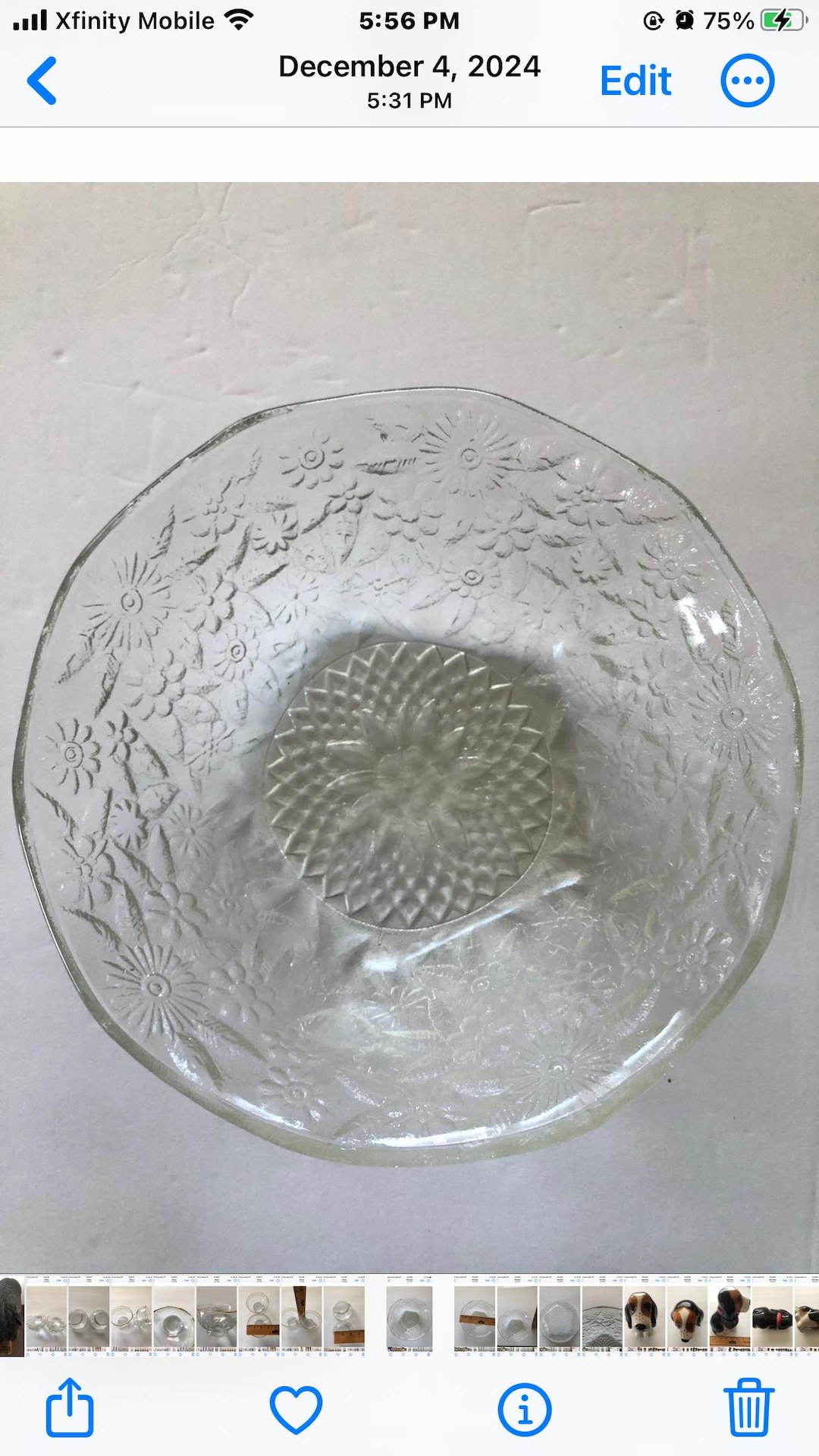 Indiana Clear Glass Pineapple and Floral Salad Bowl - Etsy