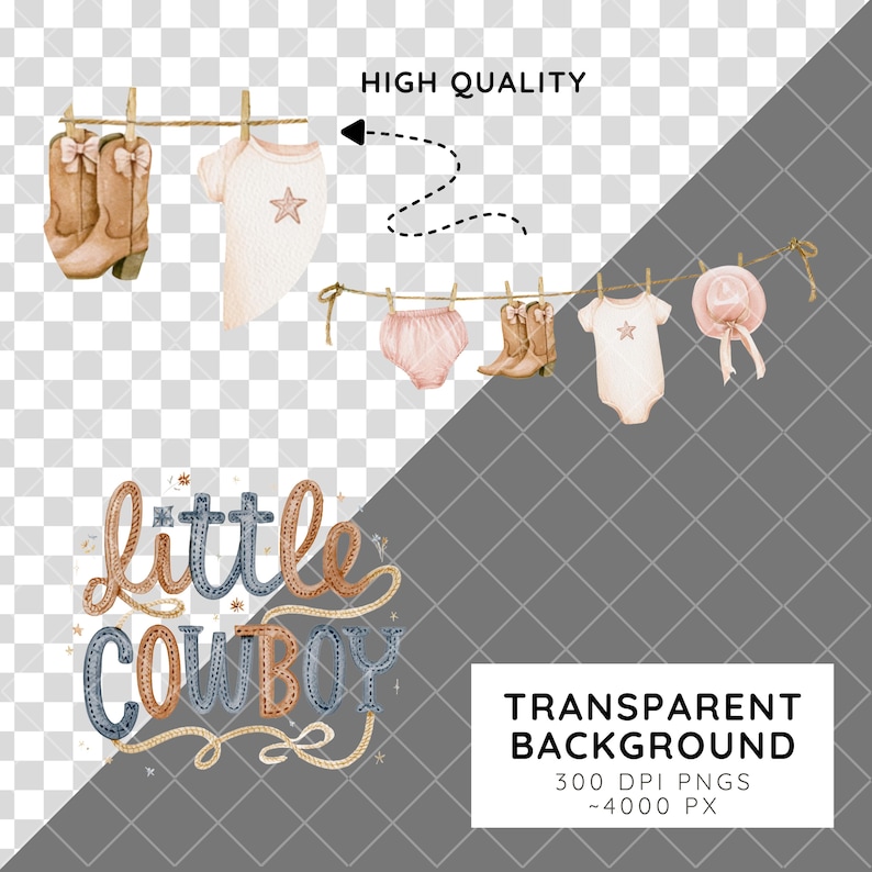 Pacote Mini de Clipart para Chá de Bebê com Tema Faroeste, Arte com ...