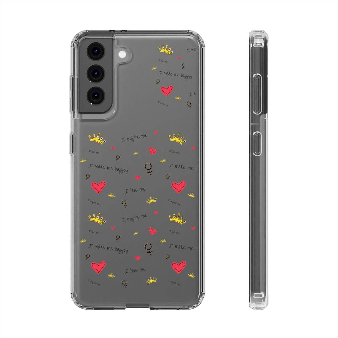 Heart and Crown Clear Phone Case - Etsy