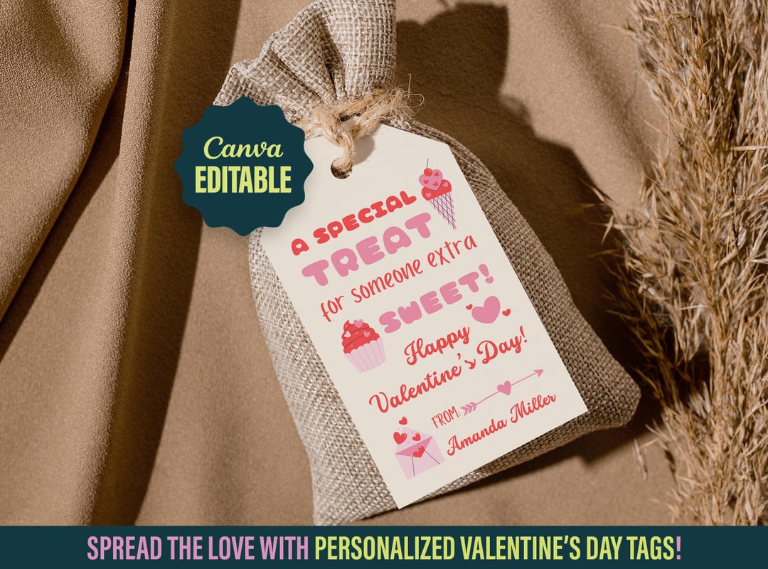 Pink Valentine's Day Favor Tags: Classroom Treat Bag Labels (printable ...