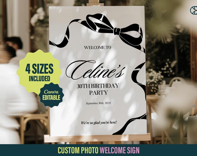 Bow Bridal Shower Welcome Sign Bow Welcome Board Template Editable ...
