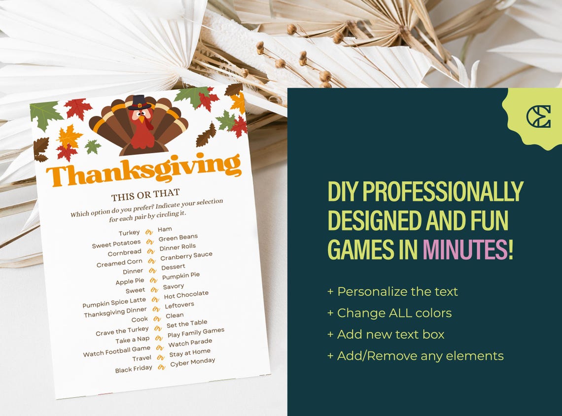 Family Thanksgiving Games Printable, Kids Party Games Thanksgiving ...