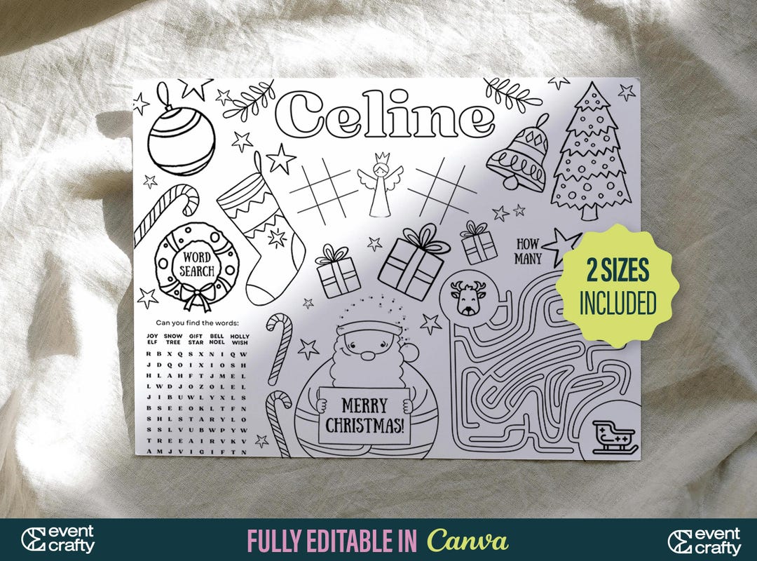 Personalized Christmas Coloring Page: Kids' Name Activity (digital ...