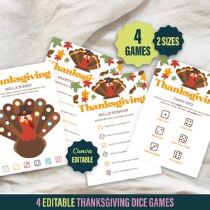 Printable Dice Thanksgiving Game for Kids, Thanksgiving Dinner Kids ...