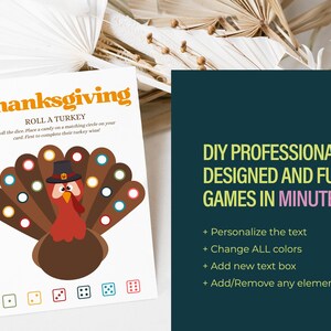 Printable Dice Thanksgiving Game for Kids, Thanksgiving Dinner Kids ...