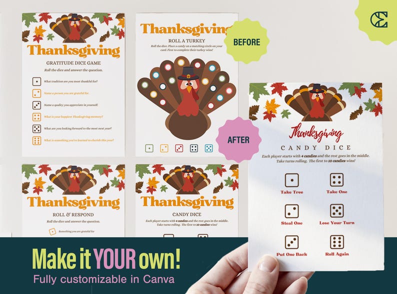 Printable Dice Thanksgiving Game for Kids, Thanksgiving Dinner Kids ...